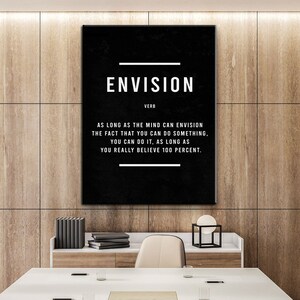 Envision Noun Definition Office Wall Art Inspirational Word Canvas ...