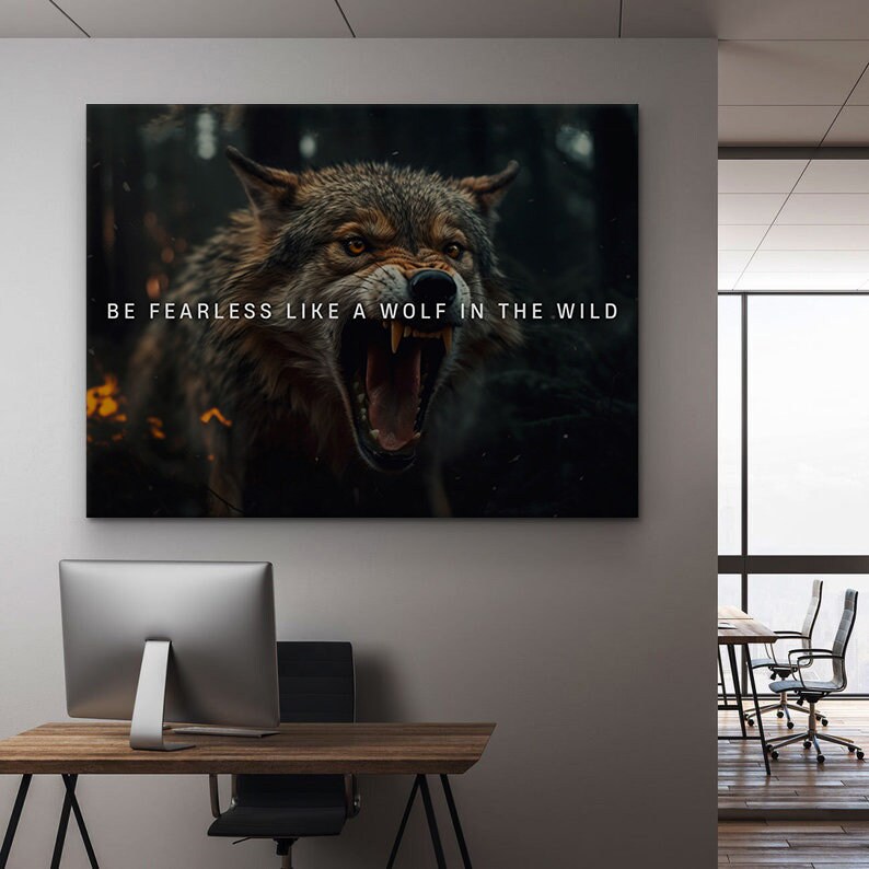 Motivational Wolf Wall Art Wild Animal Poster Home Office Decor ...