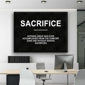 Sacrifice Prints Motivational Quote Canvas for Office Wall Art ...