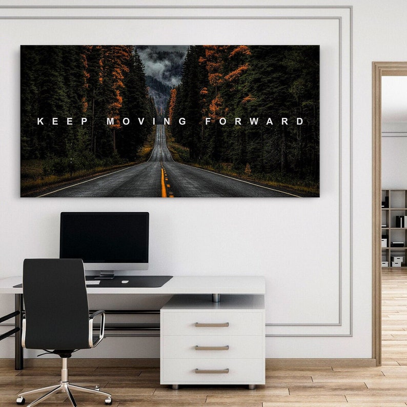 Keep Moving Forward Inspirational Quotes Wall Art Modern Office Wall ...