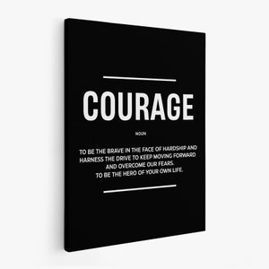 Courage Print Definition Motivational Wall Art for Office Decor Inspirational Quote Poster Black ...