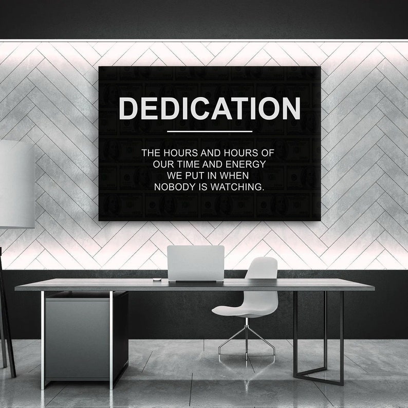 Dedication Canvas Motivational Wall Art Quotes for Workspace Decor ...