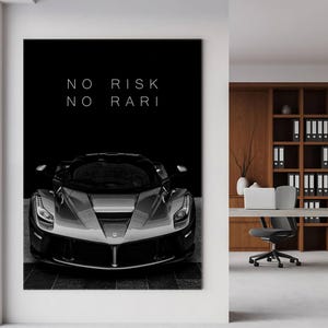 No Risk No Rari Wall Art Motivational Canvas for Office Decor Sport Car ...