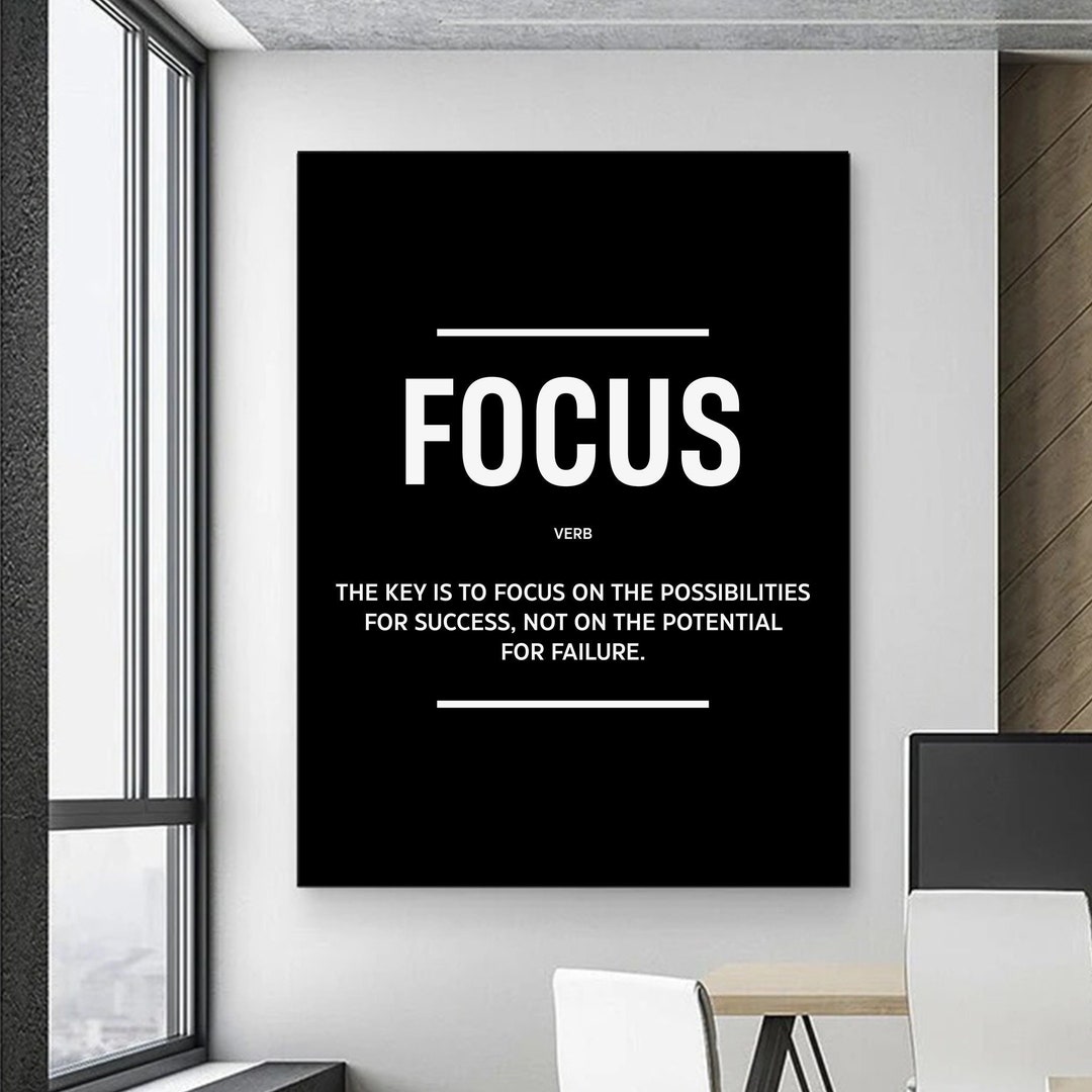 Focus Quote Print Motivational Wall Art Modern Office Decor ...