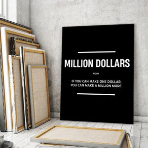Million Dollars Poster Motivational Definition Canvas for Office Wall ...