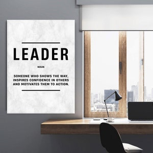 Leader Definition Inspirational Wall Art Leadership Quote Poster Home ...
