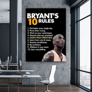 Kobe Bryant Poster 10 Rules of Success Wall Art Motivational Decor ...