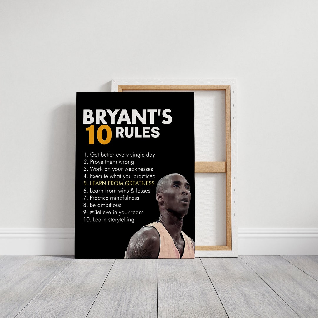 Kobe Bryant Poster 10 Rules of Success Wall Art Motivational Decor ...