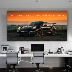 Motivational Quote Porsche Wall Art for Office Decor Landscape Canvas ...