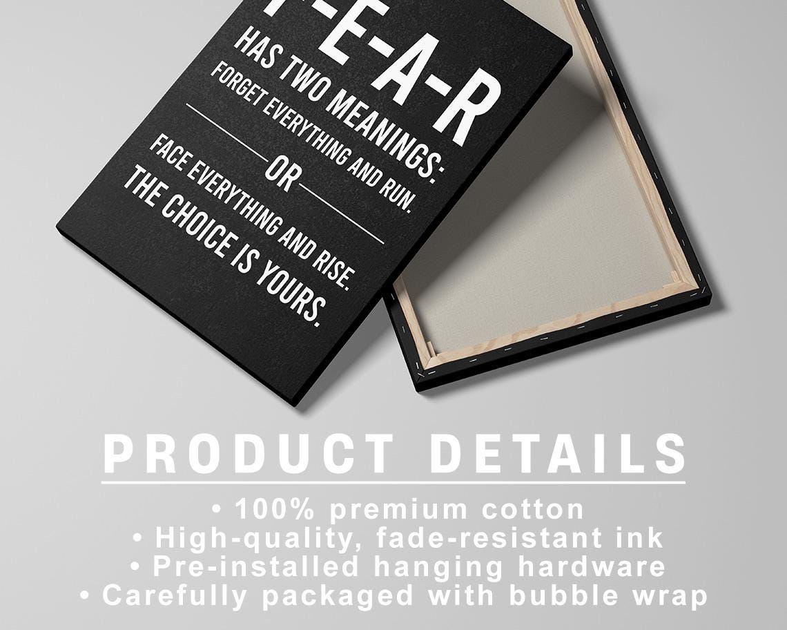 Fear Definition Poster Motivational Wall Art for Office Decor Success ...