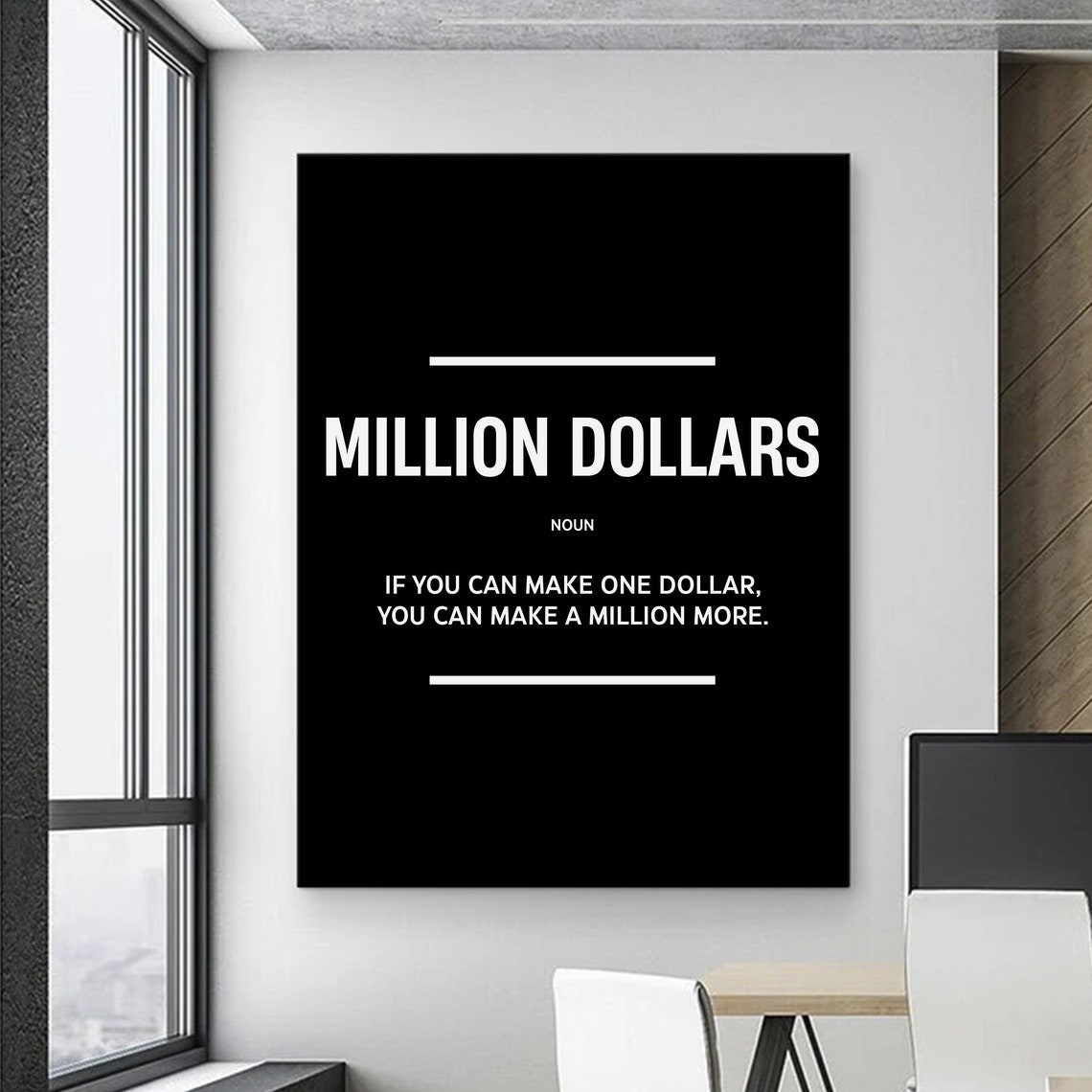 Million Dollars Poster Motivational Definition Canvas for Office Wall ...