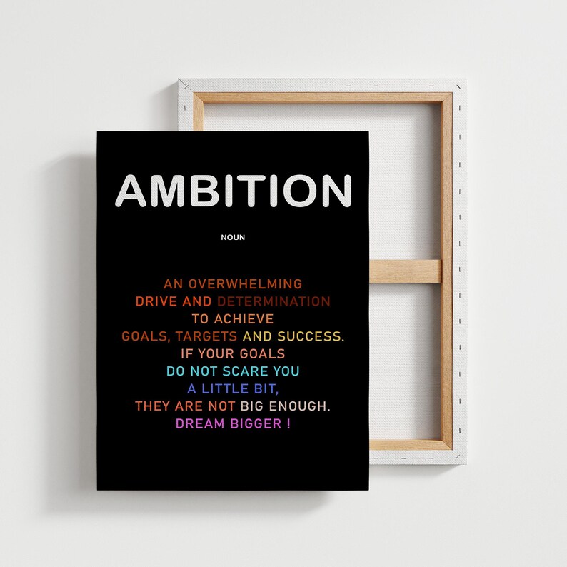 Ambition Poster Motivational Wall Art Success Prints Office Decor 2 ...