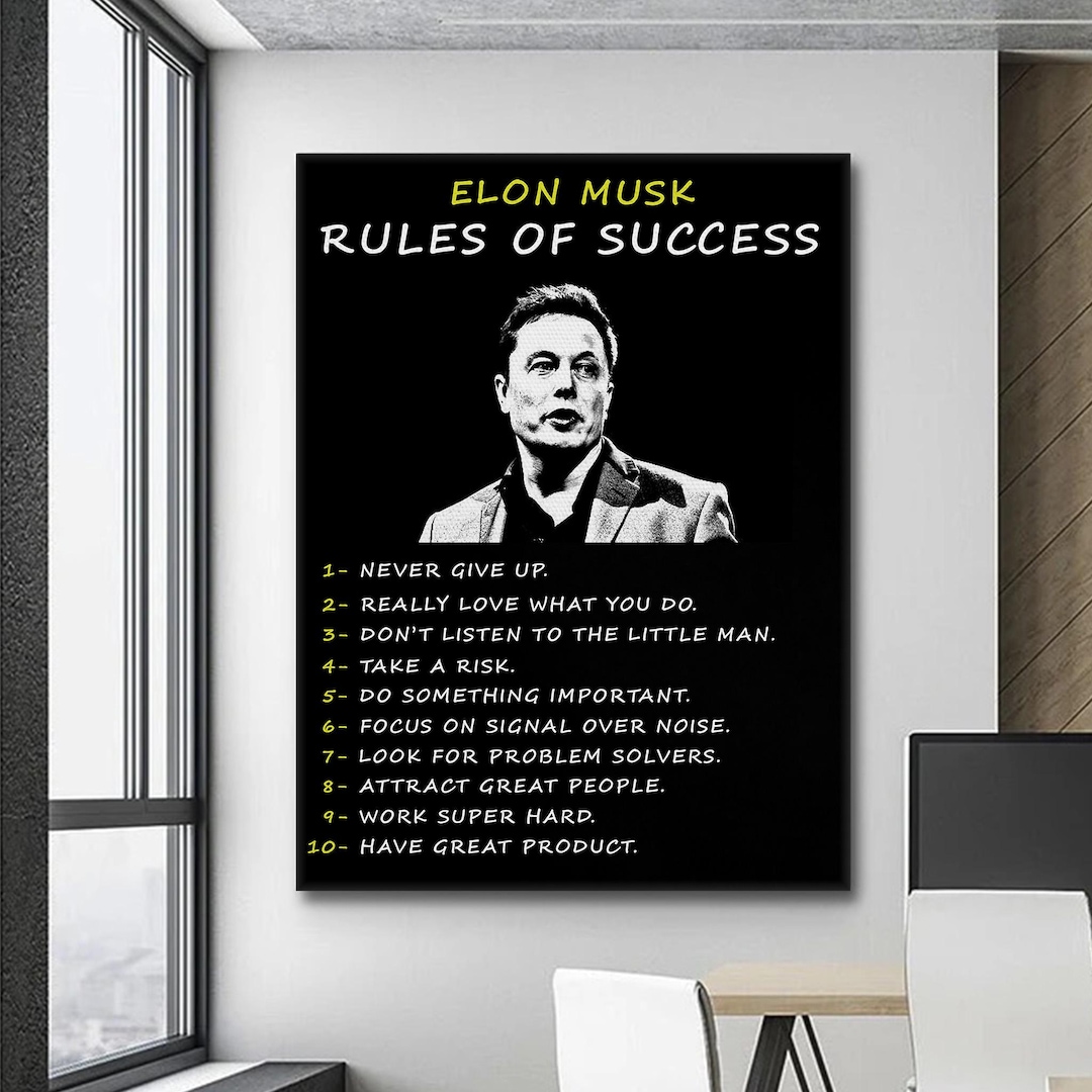 Elon Musk Wall Art Rules of Success Motivational Poster for ...