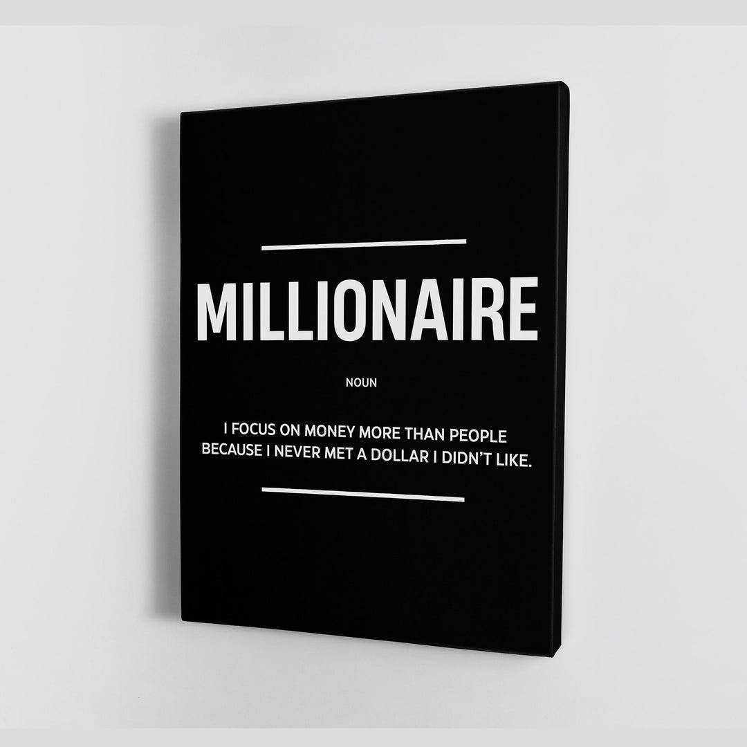 Millionaire Poster Motivational Entrepreneur Office Wall Art ...