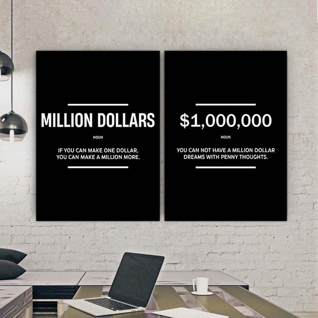 Million Dollars Wall Art Motivational Bundle Canvas for Office Decor ...