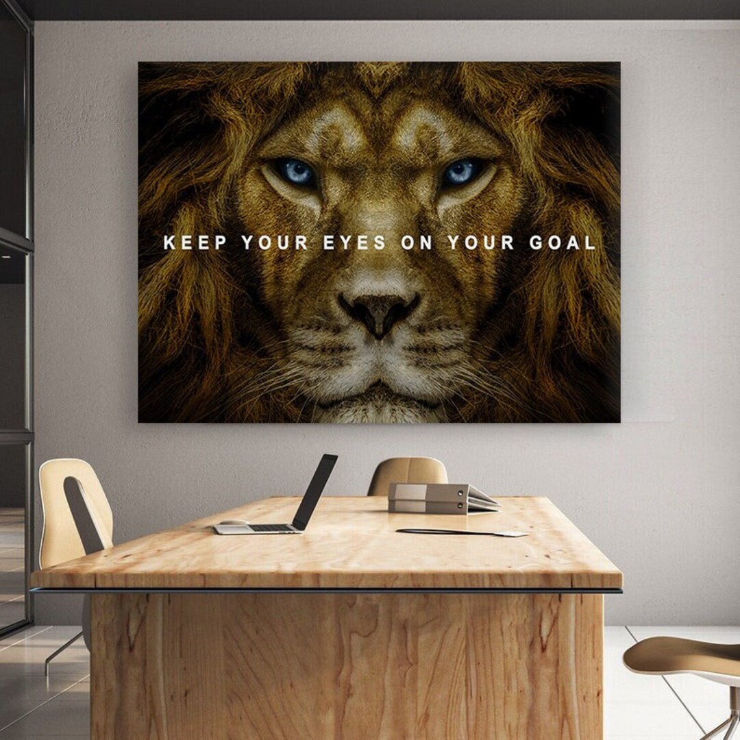 Lion Canvas Keep Your Eyes on Your Goal Motivational Wall Art for ...