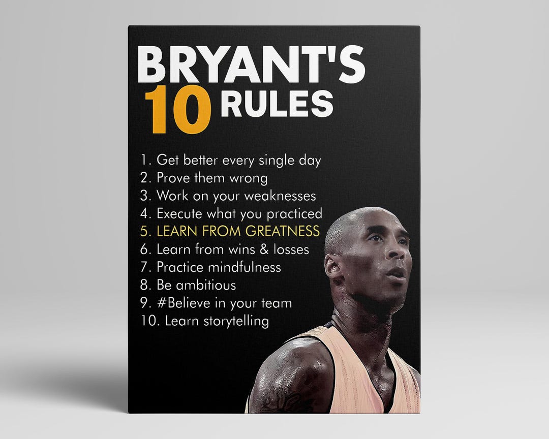 Kobe Bryant Poster 10 Rules of Success Wall Art Motivational Decor ...