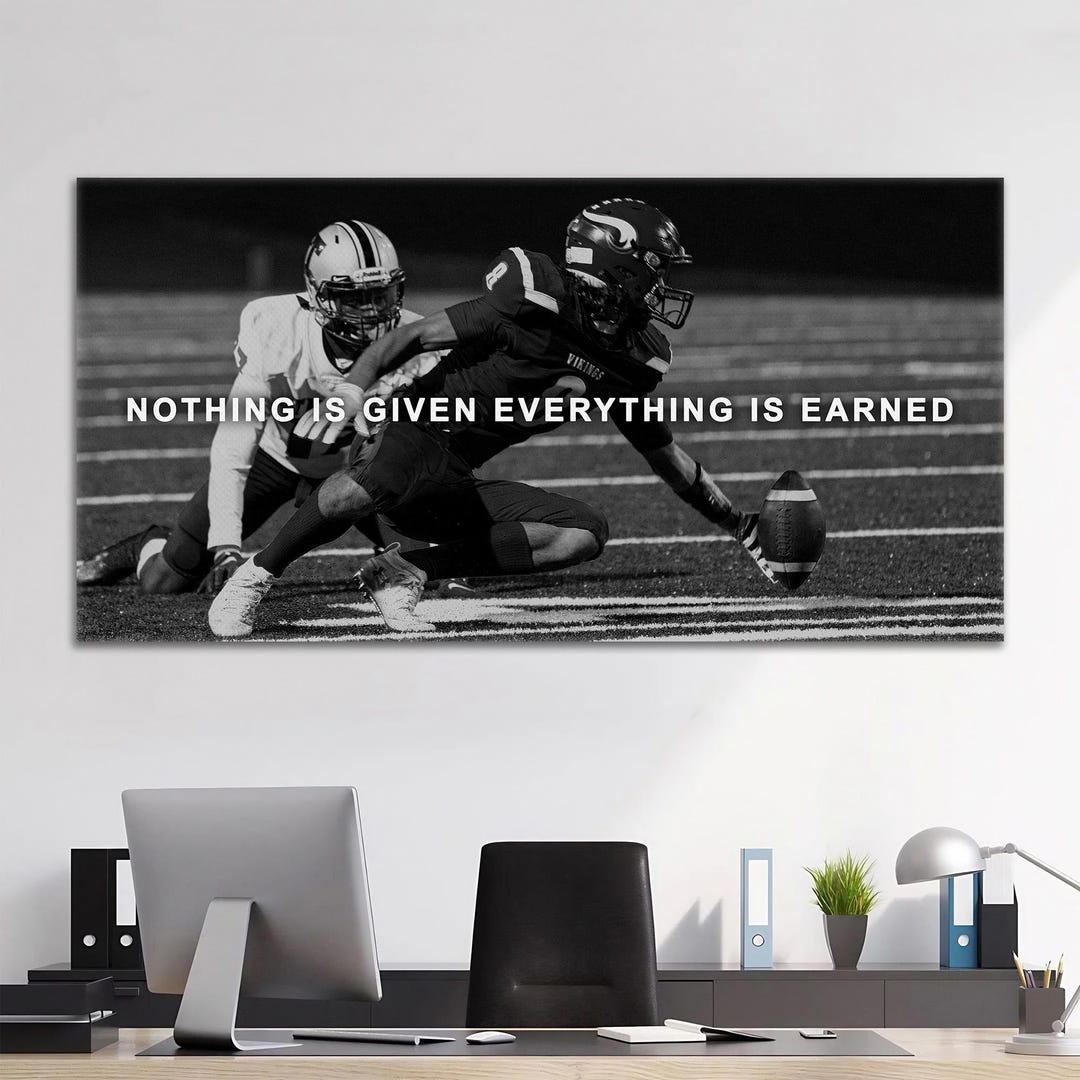 Motivational American Football Wall Art for Boys Dorm Room Decor ...