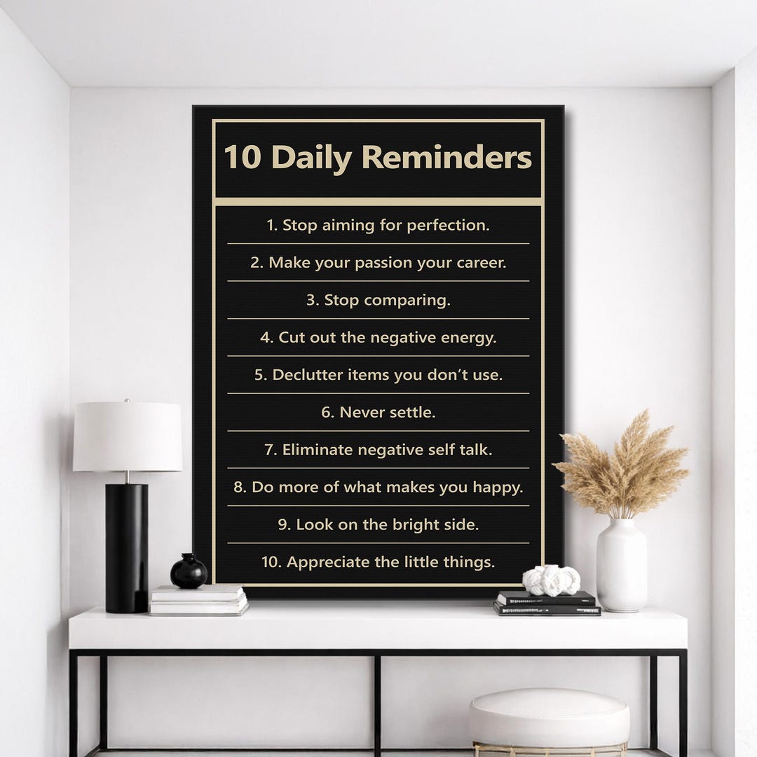 10 Daily Reminders Poster Inspirational Office Wall Art for ...