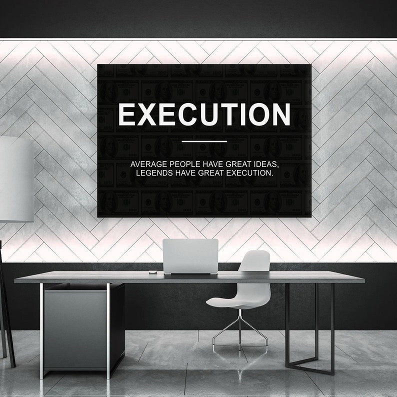 Execution Definition Wall Art Office Decor, Motivational Wall Art Quote ...