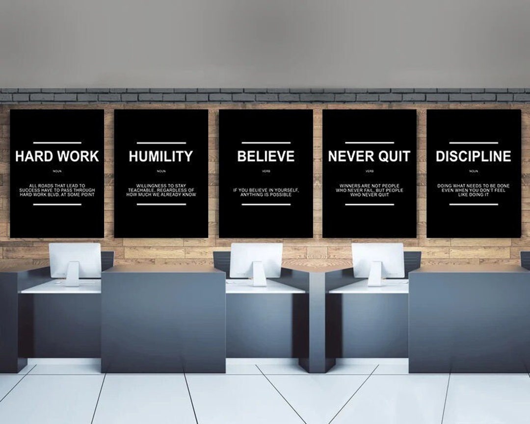 5 Piece Wall Art Motivational Canvas Office Decor Definition Bundle ...