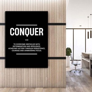 Conquer Poster Motivational Canvas Prints for Office Wall Decor Conquer ...