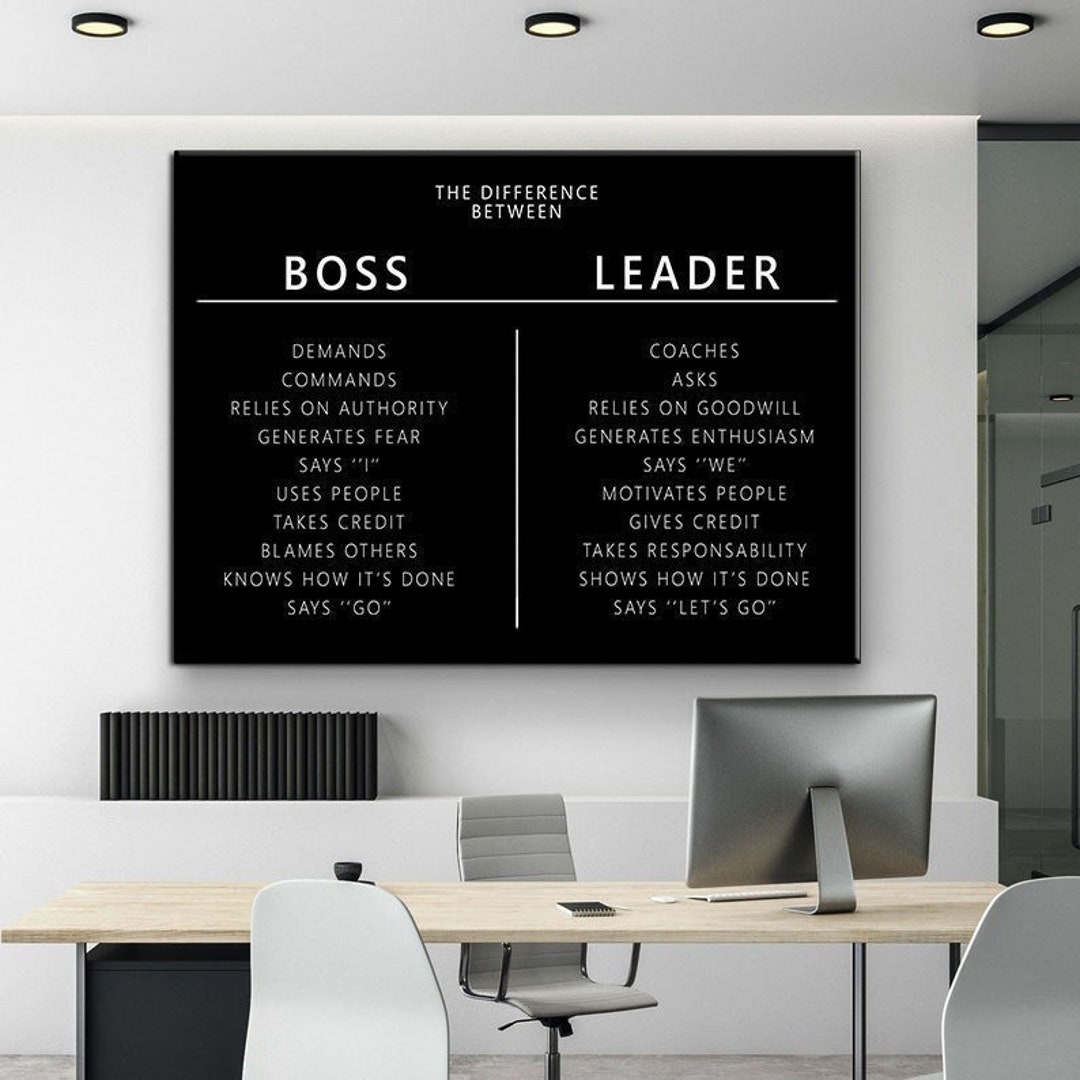 The Difference Between Boss Leader Wall Art Office Decor Motivational ...