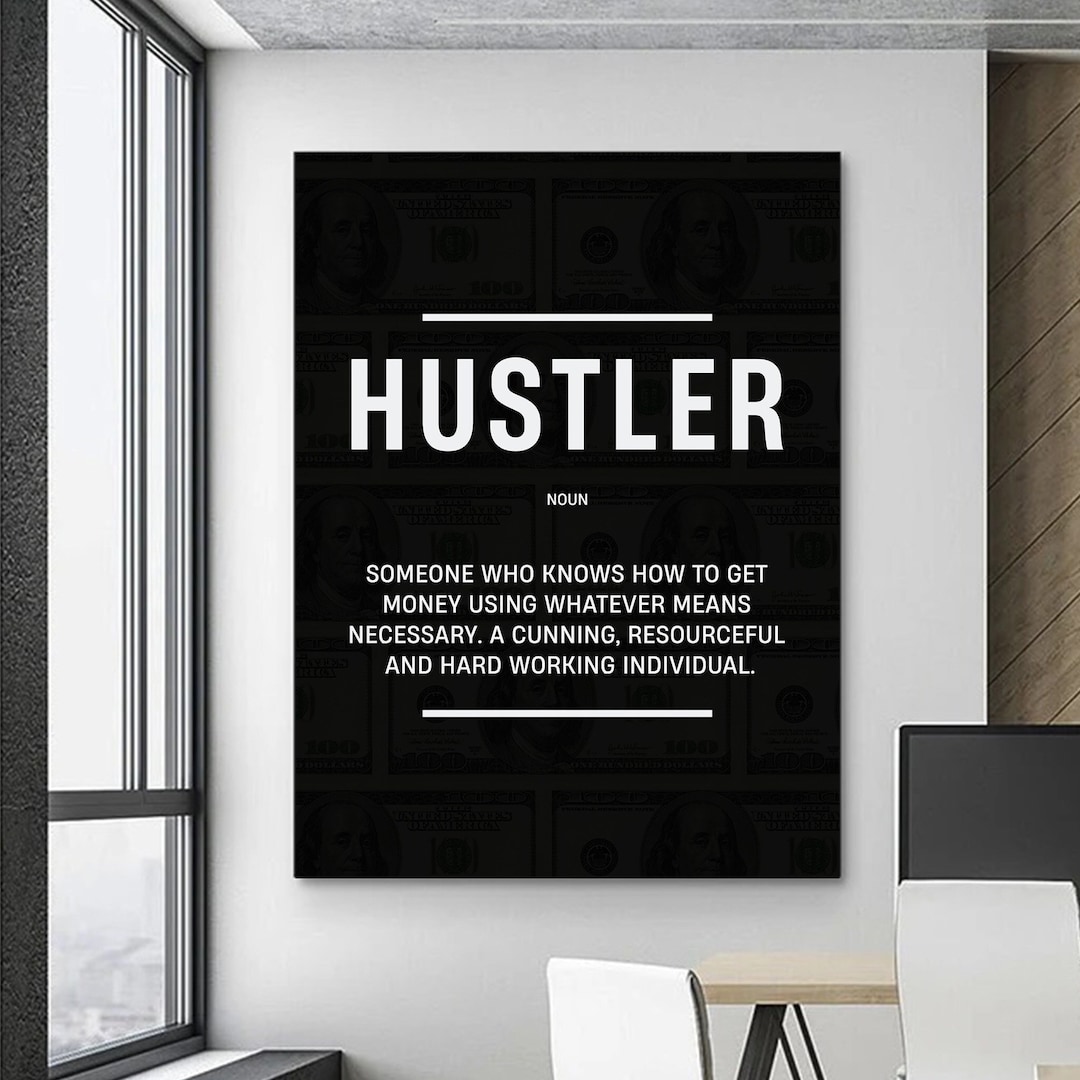 Hustler Wall Art Inspirational Canvas for Office Decor Hustle Quotes ...