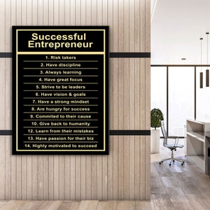 Entrepreneur Canvas Inspirational Wall Art for Office Decor Success ...