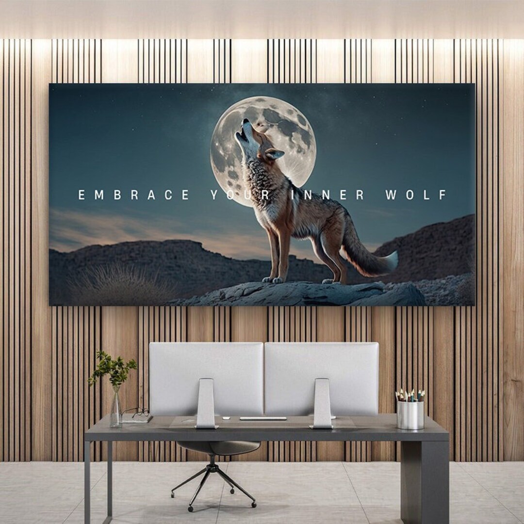 Wolf Howling Motivational Quote Wall Art Entrepreneur Sign - Etsy