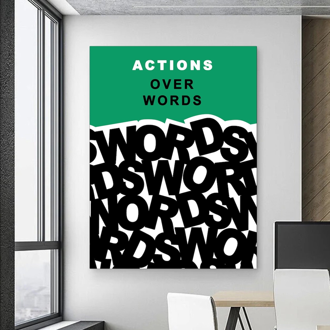 Actions Over Words Motivational Wall Art Entrepreneur Gifts Modern Home ...