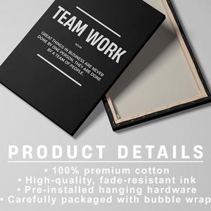 Team Work Canvas Motivational Wall Art for Workspace Wall Decor Work ...