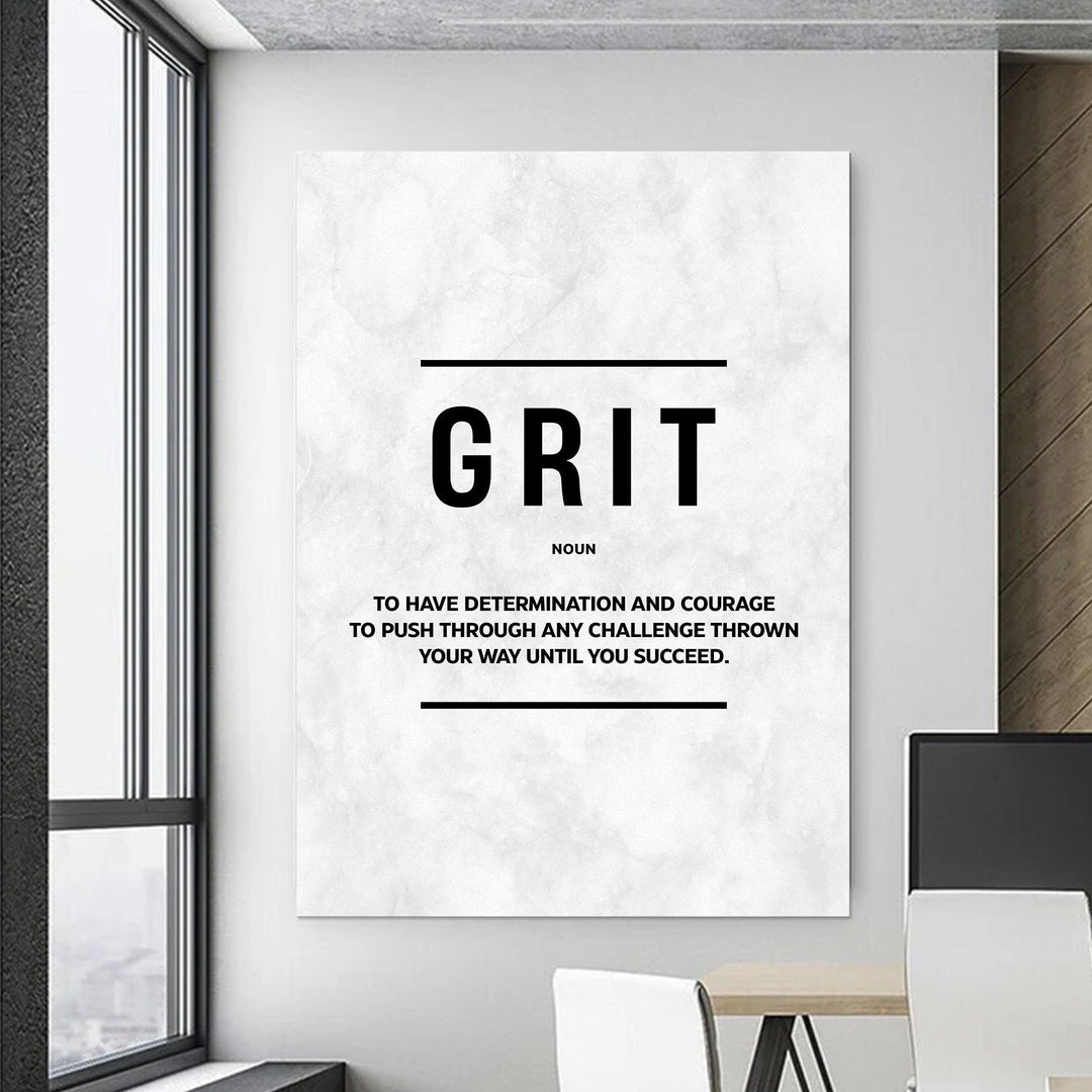 Grit Noun Definition Print Motivational Quote Wall Art Modern Office ...