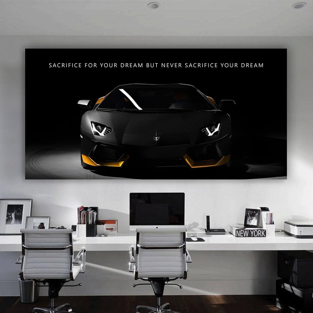Lamborghini Wall Art Dreams Quotes Poster Motivational Canvas for ...