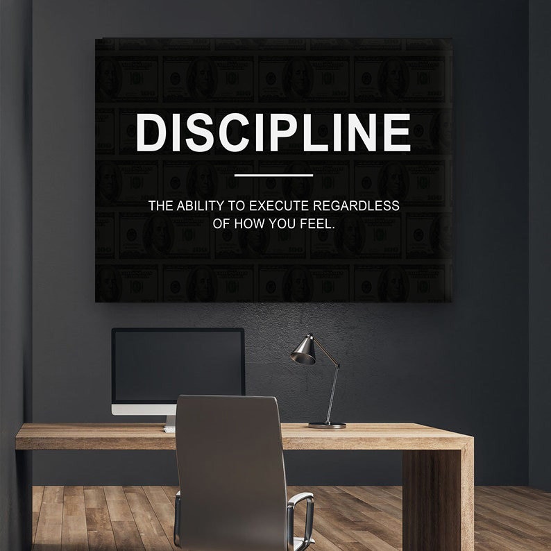 Discipline Quote Motivational Wall Art Office Sign Decor - Etsy