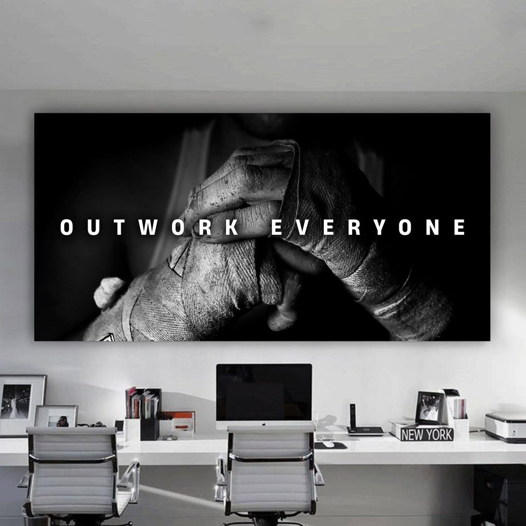 Outwork Everyone Motivational Quotes Wall Art Boxing Canvas Gym Wall ...
