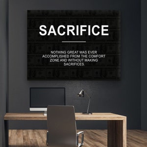 Sacrifice Prints Motivational Quote Canvas for Office Wall Art ...