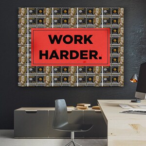 Work Hard Motivational Wall Art for Office Decor Hustle Hard Print ...