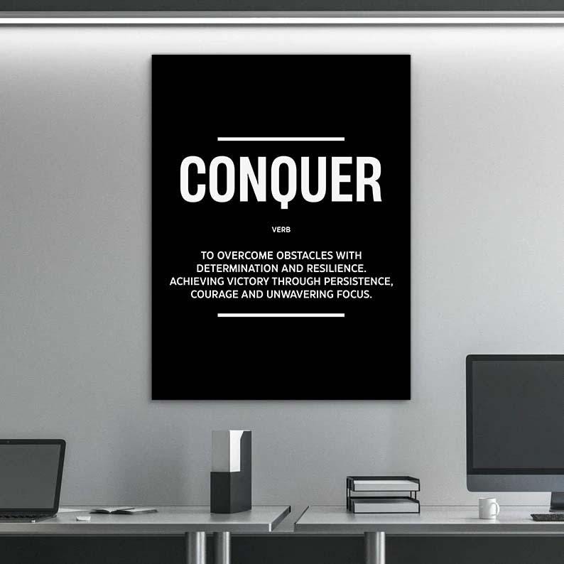 Conquer Poster Motivational Canvas Prints for Office Wall Decor Conquer ...