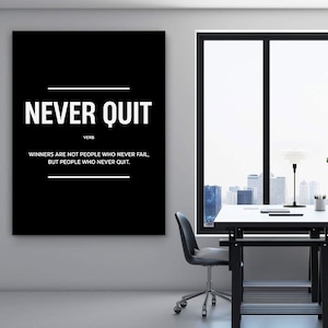 Never Quit Motivational Wall Art Quotes Definition Prints for Office ...