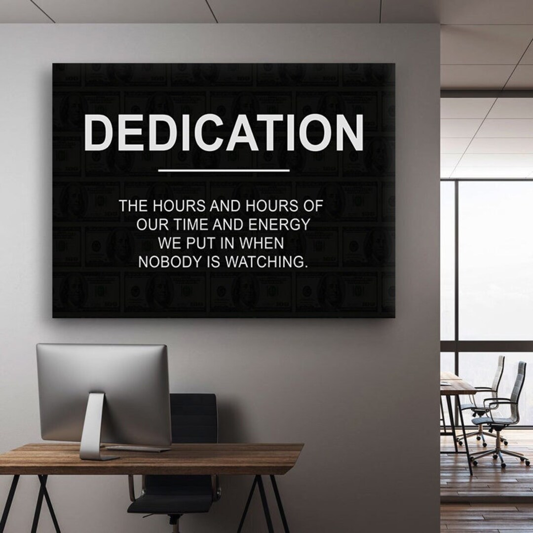 Dedication Canvas Motivational Wall Art Quotes for Workspace Decor ...