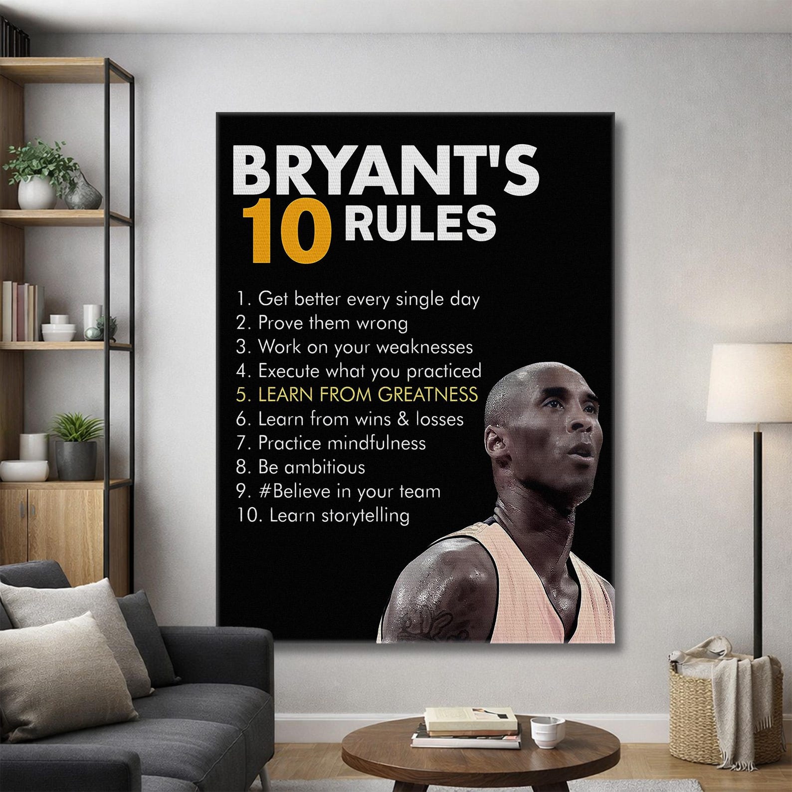 Kobe Bryant Poster 10 Rules of Success Wall Art for Men Office Decor ...