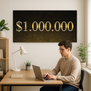1 Million Dollars Poster Motivational Money Wall Art for Entrepreneur ...