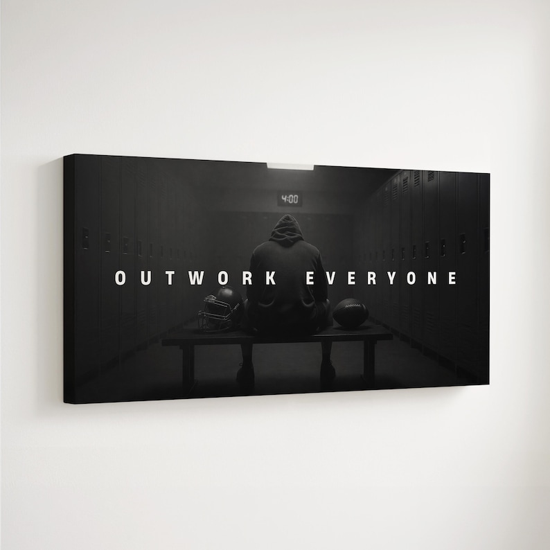 Outwork Everyone Motivational Football Wall Art for Teen Boys Room ...