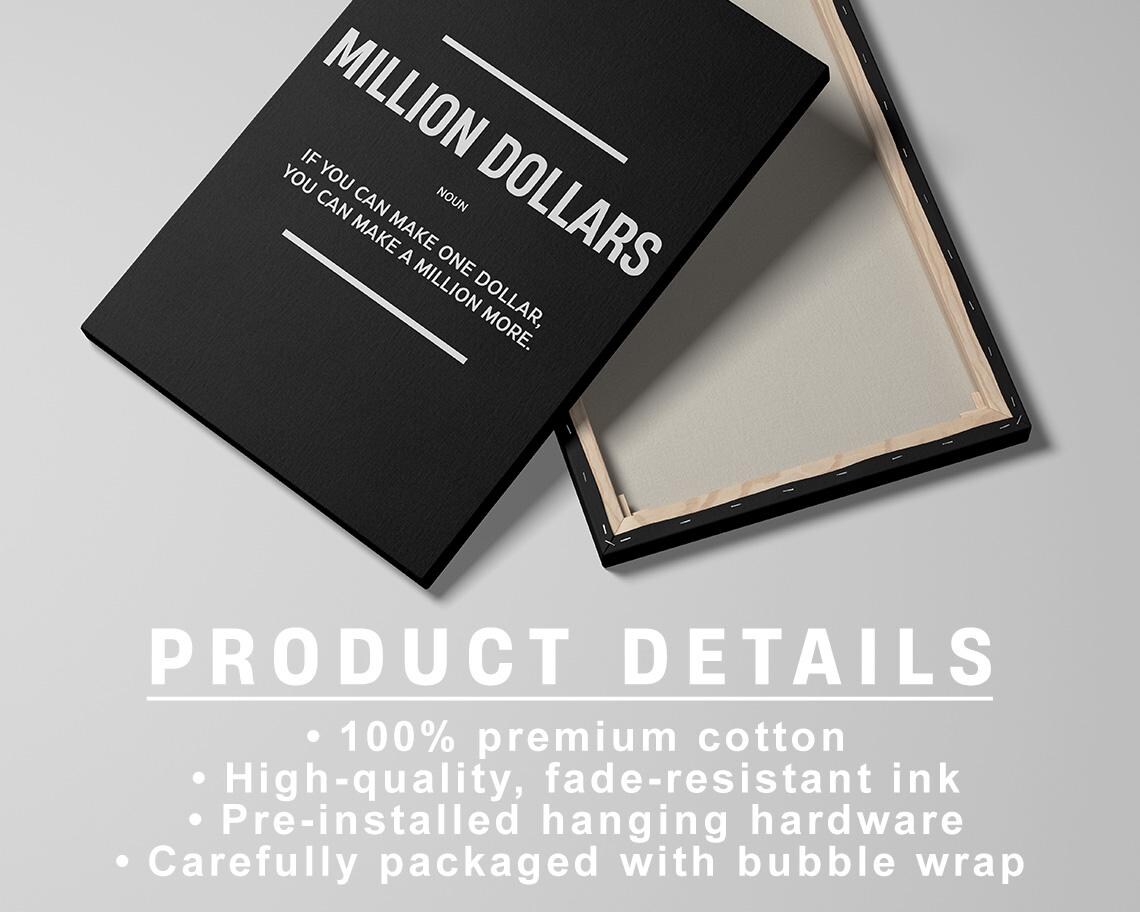 Million Dollars Poster Motivational Definition Canvas for Office Wall ...