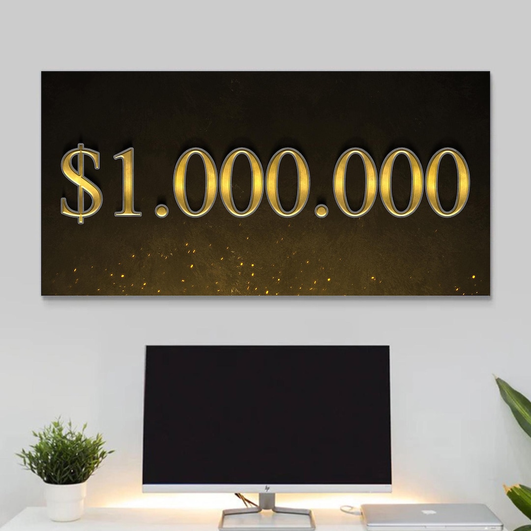 1 Million Dollars Poster Money Motivational Canvas for Office Framed ...