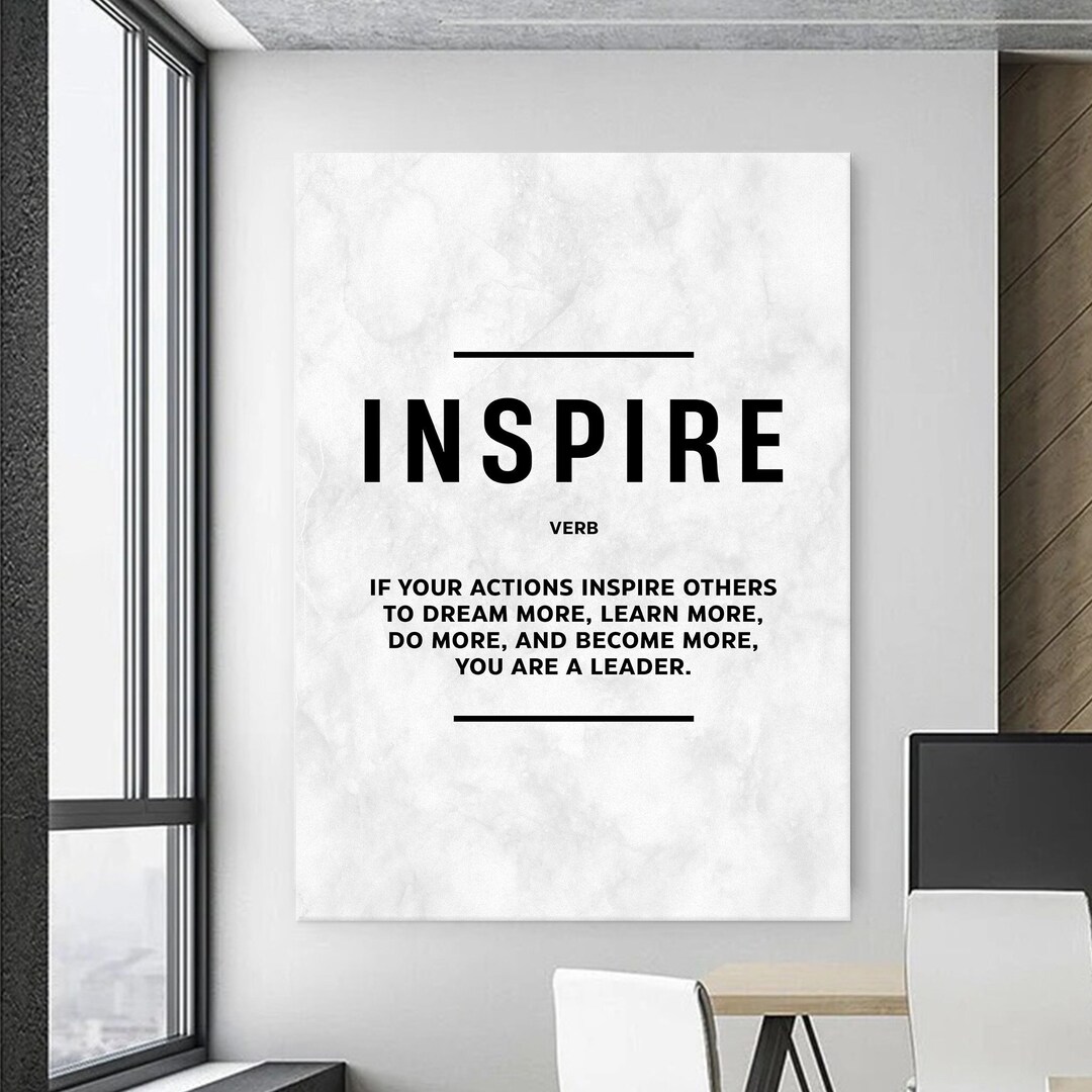 Inspire Definition Leadership Quote Wall Art Inspirational Saying Home Office Decor Leader Sign ...