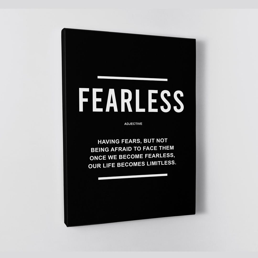 Fearless Quote Poster Inspirational Office Wall Art Fearless Definition Prints Courage Mindset ...