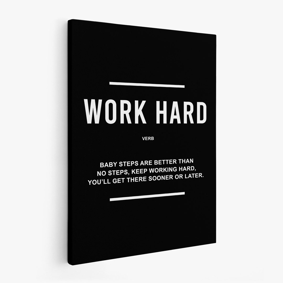 Work Hard Definition Canvas Home Office Decor Success Wall Art Hustle ...