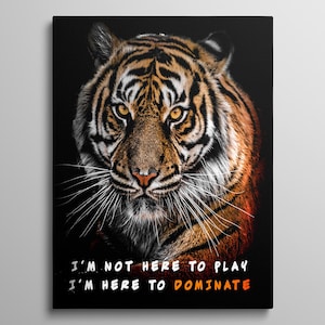 Tiger Motivational Poster Success Quotes Canvas Home Office Wall Decor ...